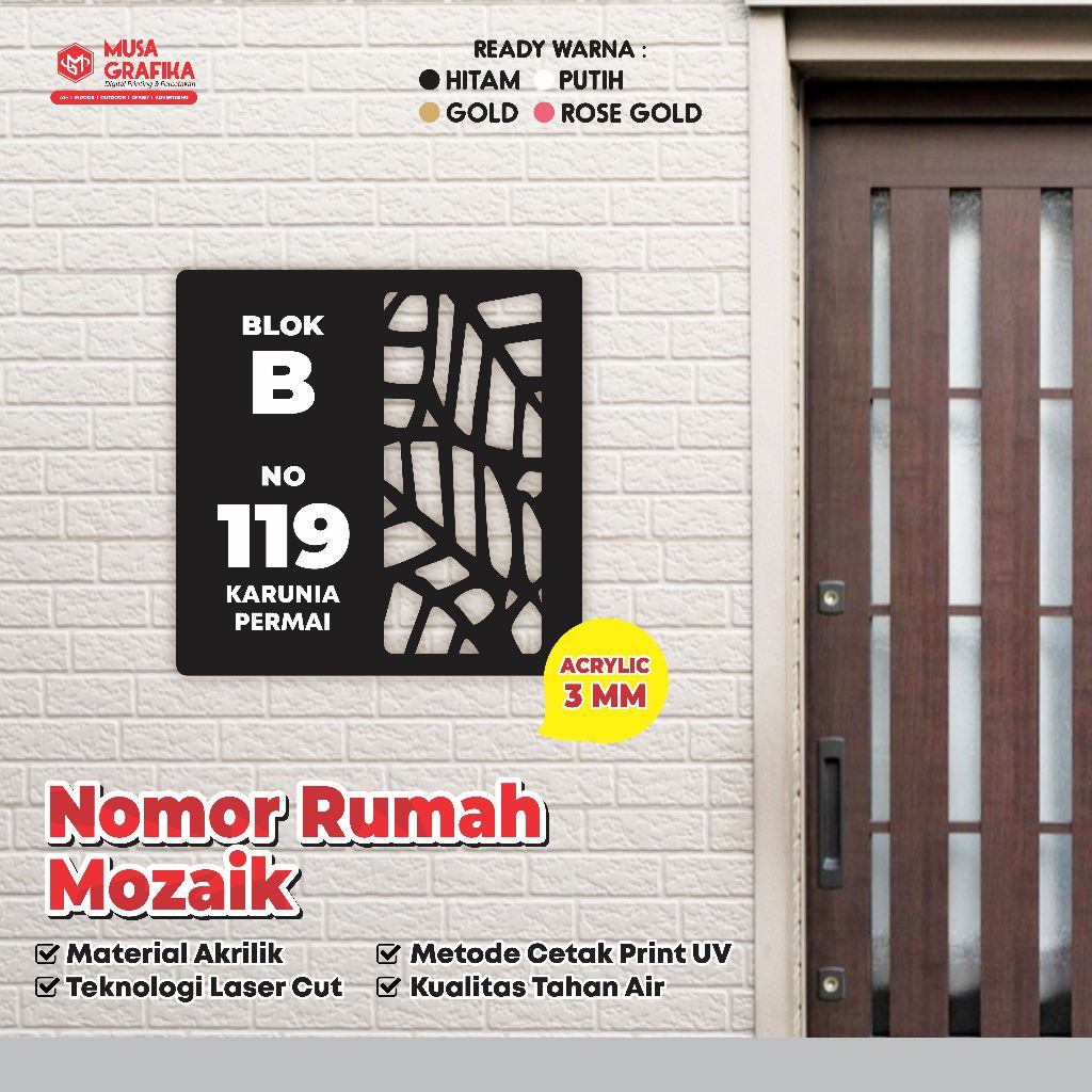 Jual Nomor Rumah UV Print Laser Cut | Plat Nomor Rumah Modern | Nomor ...
