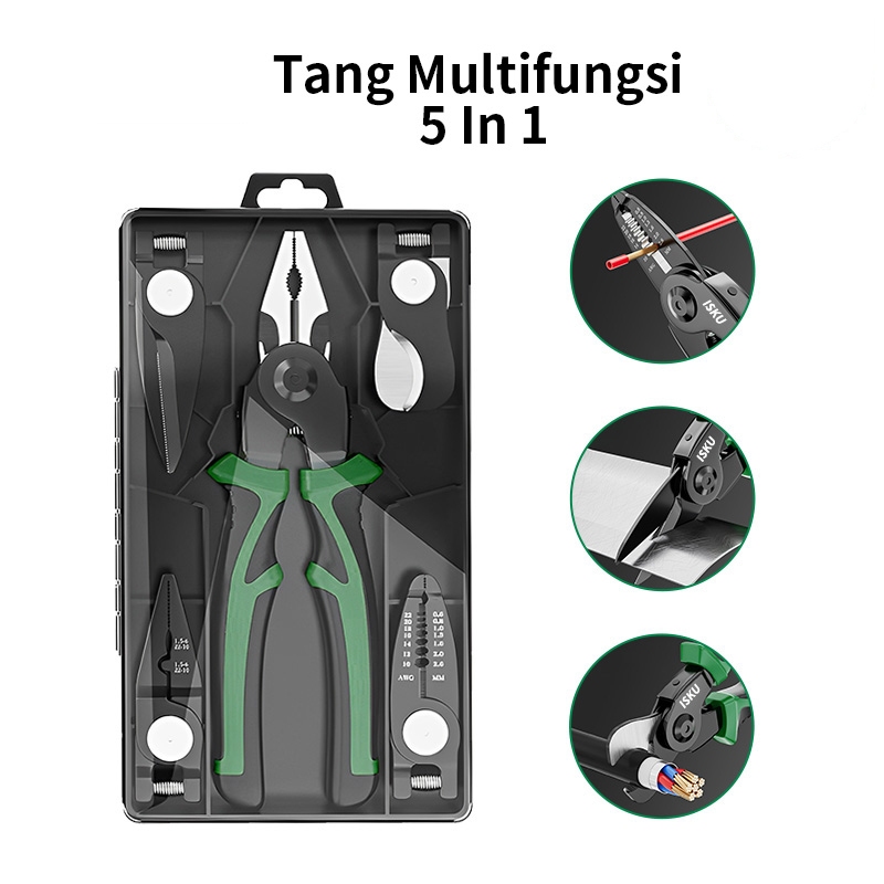 Jual ISKU Tang 5 in 1 Tang Kawat Tang Jepit Tang Lancip Tang Potong ...