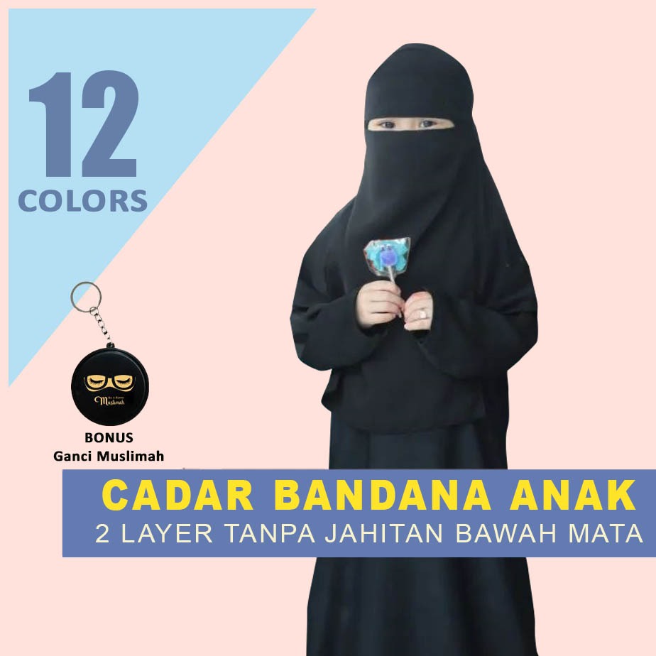 Jual Cadar Niqab Bandana Anak 2 Layer Tanpa Jahitan Bawah Mata Niqob Usia Umur 3 4 5 6 7 8 9 10 ...