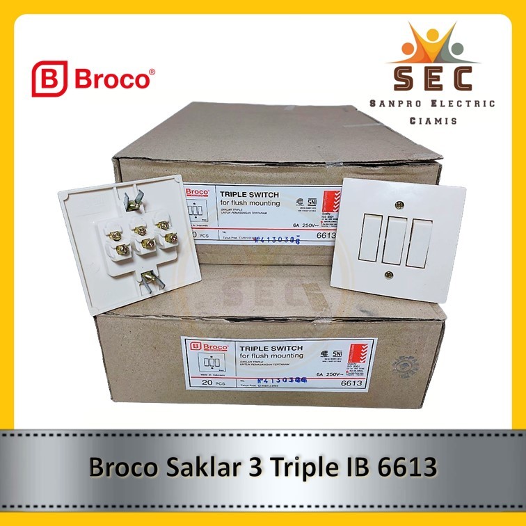 Jual Saklar Broco Switch Triple 3 IB Tanam - BROCO 6613 | Shopee Indonesia