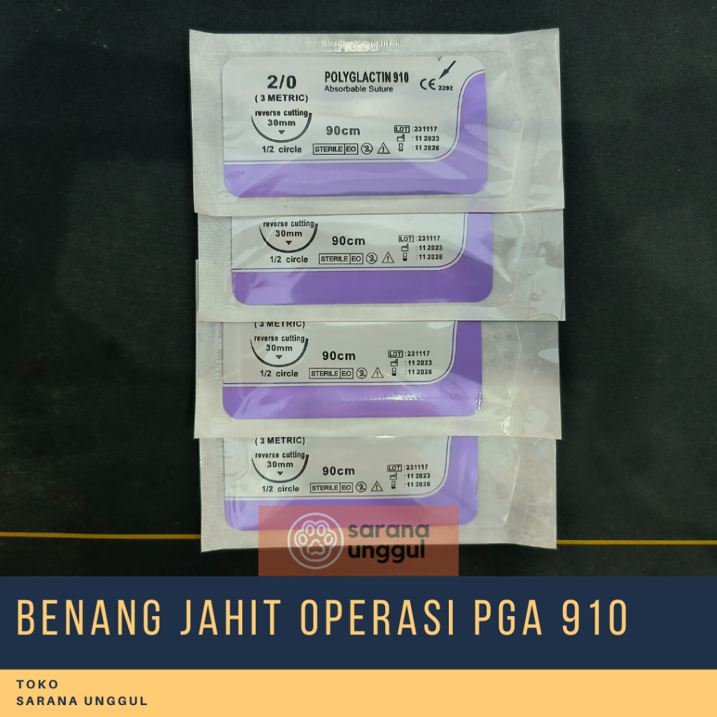 Jual Surgical Suture Benang Jahit PGA 910 Polyglactin 2/0 (Reverse ...