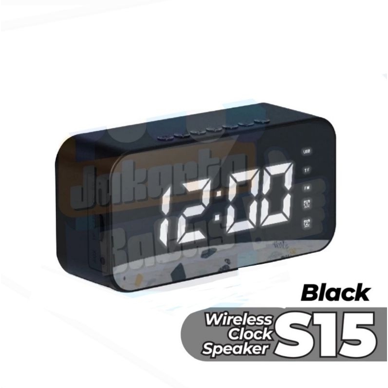 Jual Speaker Bluetooth wireless Jam Alarm clock LED Display S15 Radio ...