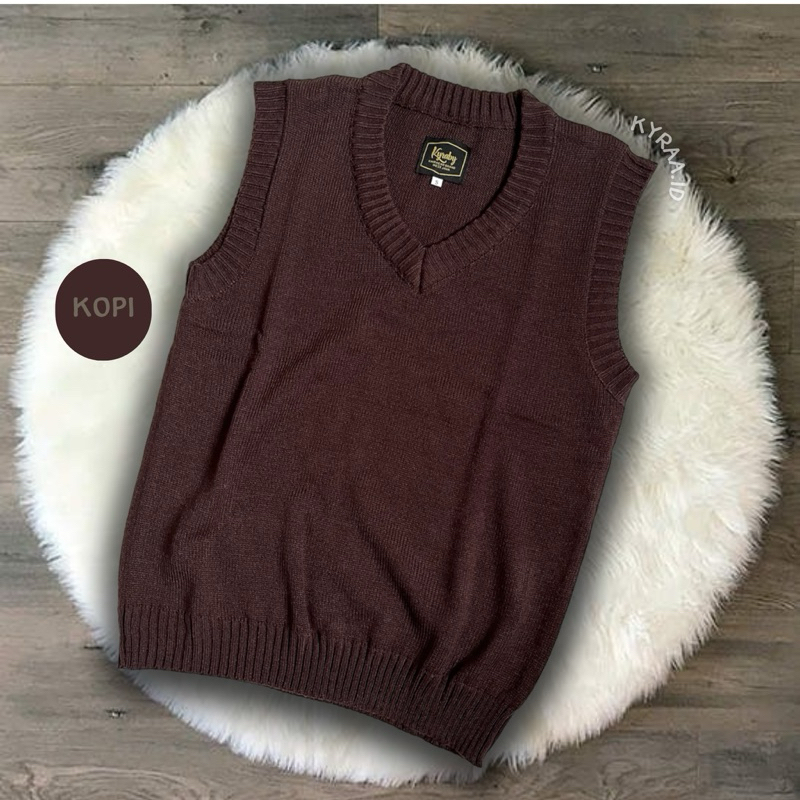 Jual Vest Rompi Rajut Polos/Brown Edition/Atasan Rajut/Rompi Rajut ...