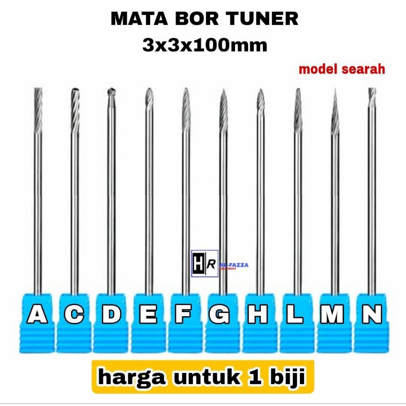 Jual 1 biji mata bor tuner 3x3x100mm mata bor tuner kerok as panjang ...