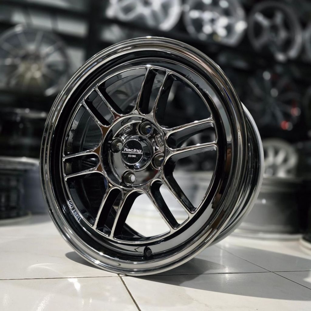 Jual velg RPF1 black chrome ring 15 pcd 4x100 velg mobil brio agya yaris jazz mobilio freed ...
