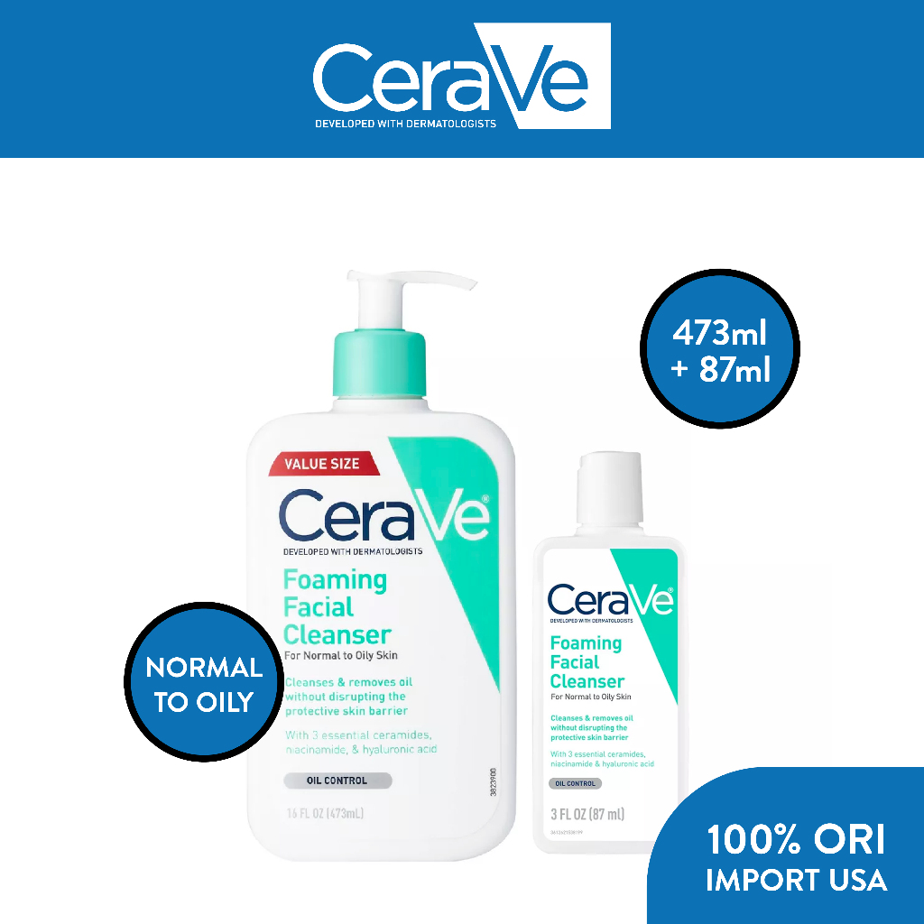 Jual Cerave Foaming Facial Cleanser Set - 560 mL | Shopee Indonesia