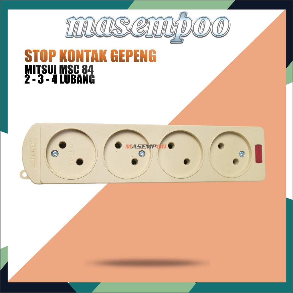 Jual Stop Kontak MITSUI 2 / 3 / 4 Lubang Terminal Kuningan MSC Gepeng SNI | Shopee Indonesia