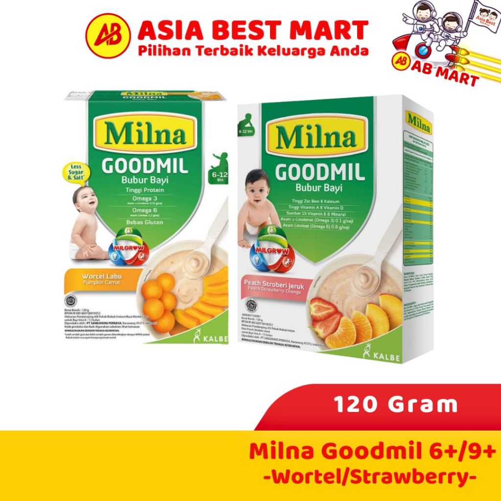 Jual Milna Goodmil Wortel Labu 6+ Peach Strawberry Pisang 9 Bulan 120gr ...