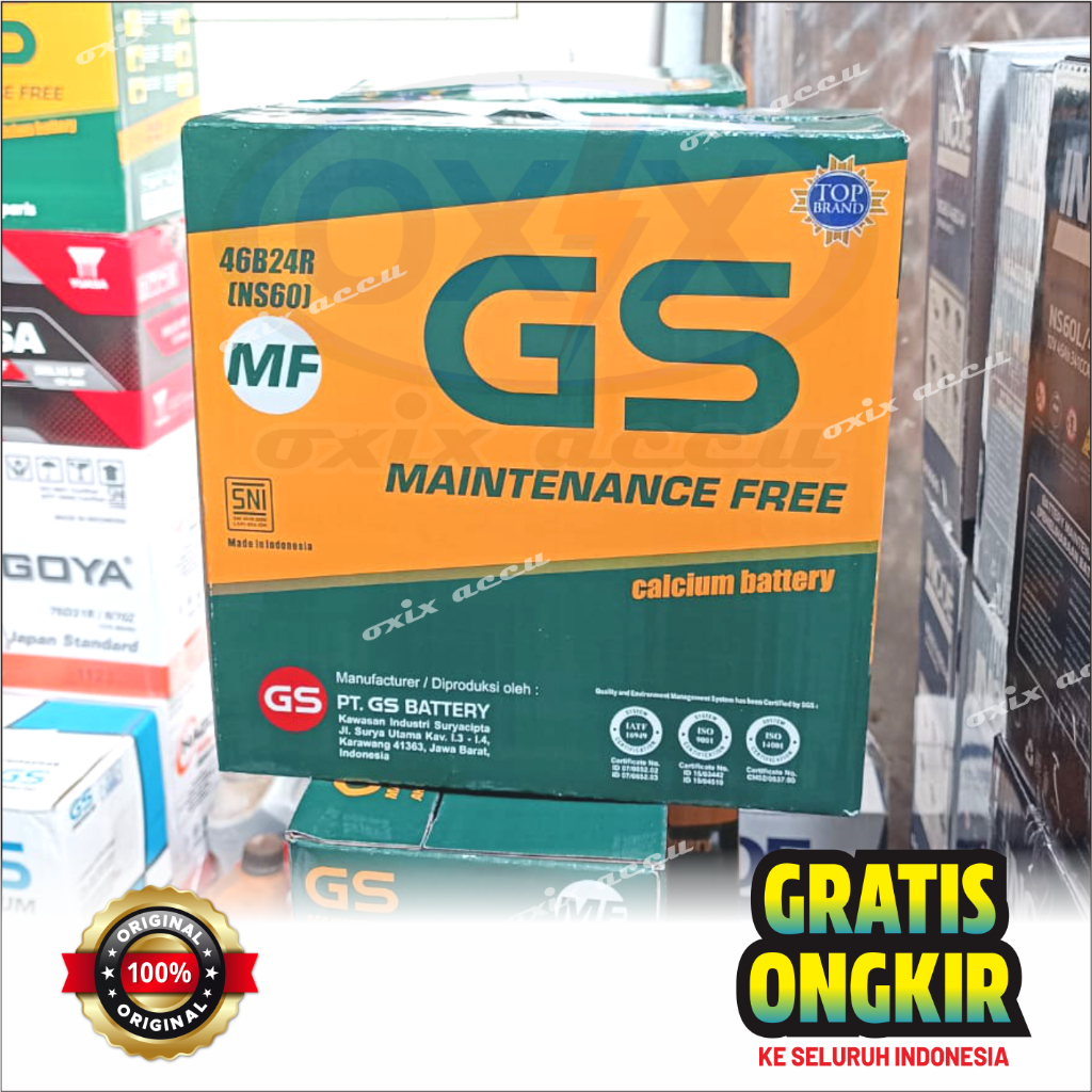 Jual GS MF NS60 / NS60L (46B24R / 46B24L) 12V 45Ah ORIGINAL - Aki Avanza, Grand Livina | Shopee ...