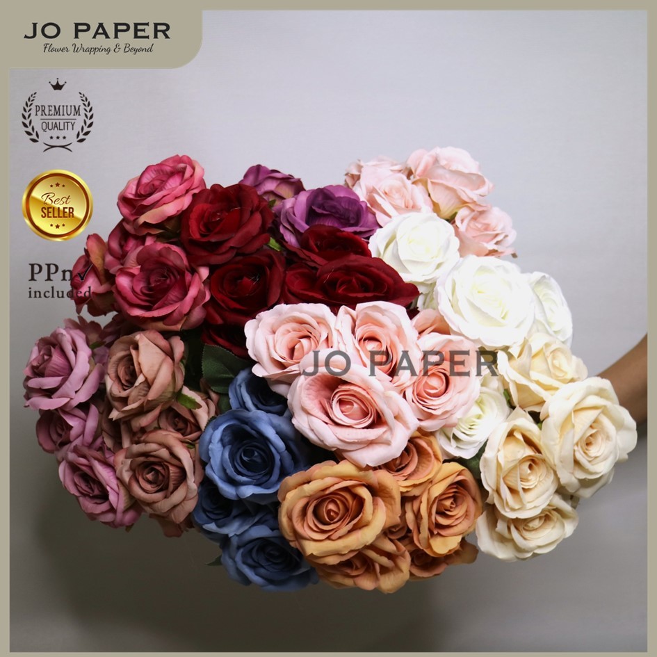 Jual [7 Kuntum] Head Rose Artificial Flower / Bunga Mawar Palsu Premium ...