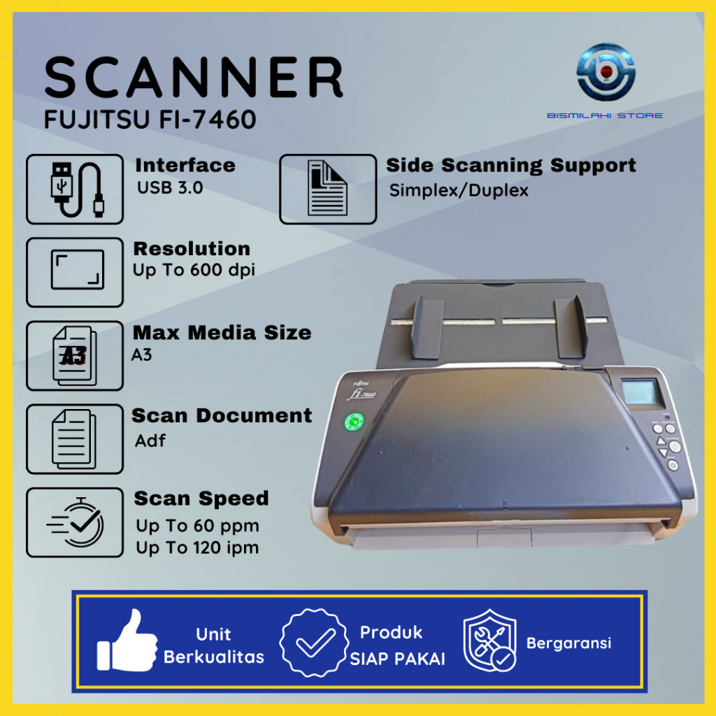 Jual Scanner A3 Fujitsu Fi-7460 Bisa Scan Ukuran A3 Kecepatan Hingga 60 ...