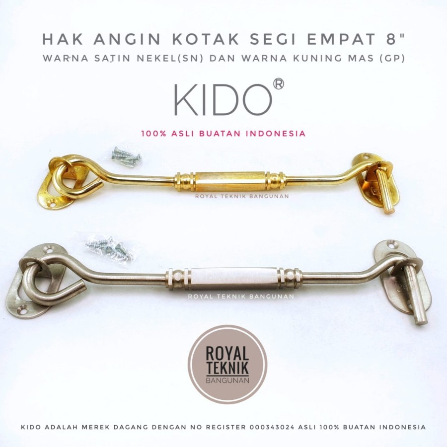 Jual Hak Angin Jendela Segi Empat Kotak 8” inch KIDO / Pengait Lamskar ...