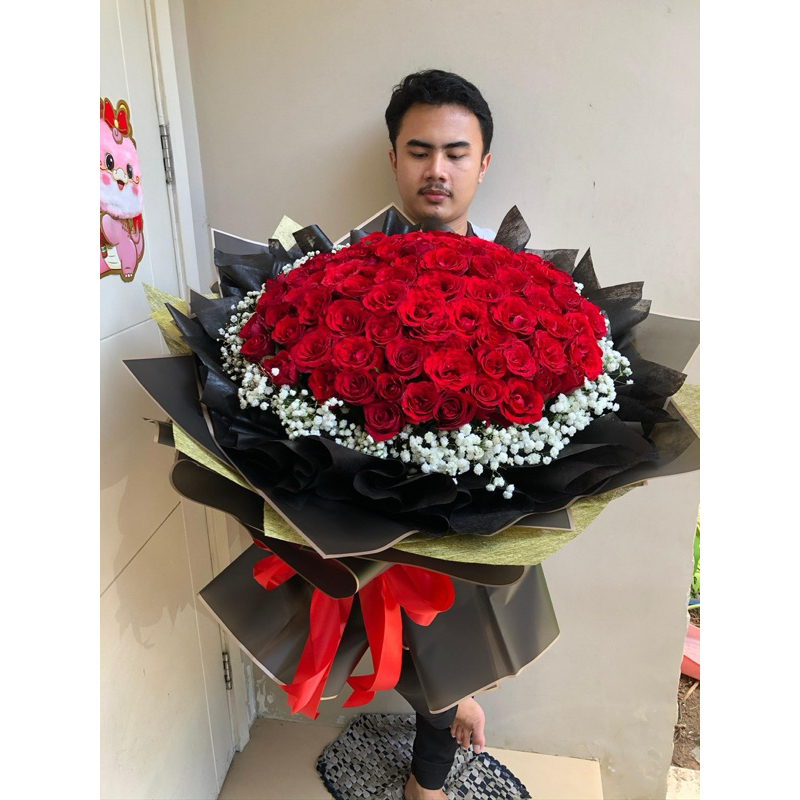 Jual INSTANT DELIVERY Red Roses Bouquet Buket Bunga Mawar Merah Asli ...