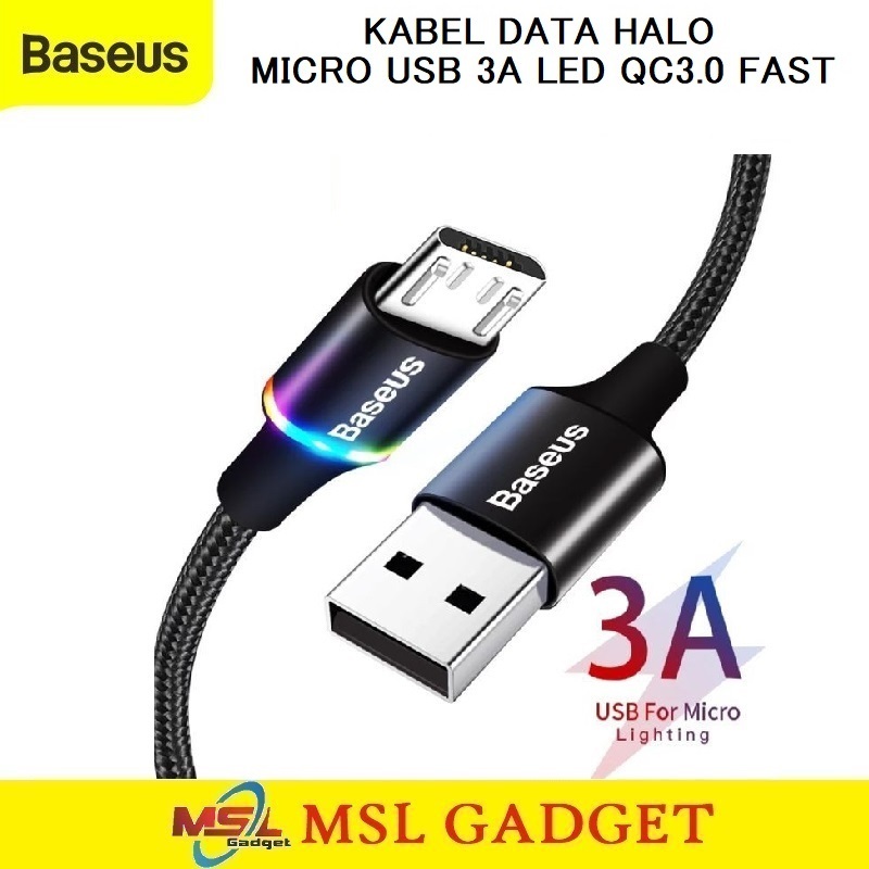 Jual Baseus Kabel Data Micro USB 3A QC3.0 Fast Charging LED Halo | Shopee Indonesia