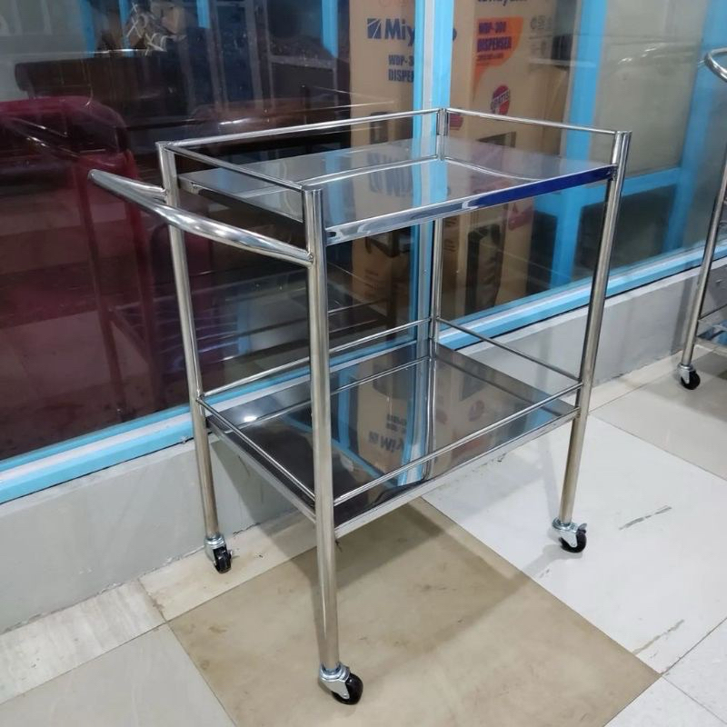 Jual TROLI INSTRUMENT 2 SUSUN STAINLESS STEEL | TROLLEY TROLY RAK MEJA ...