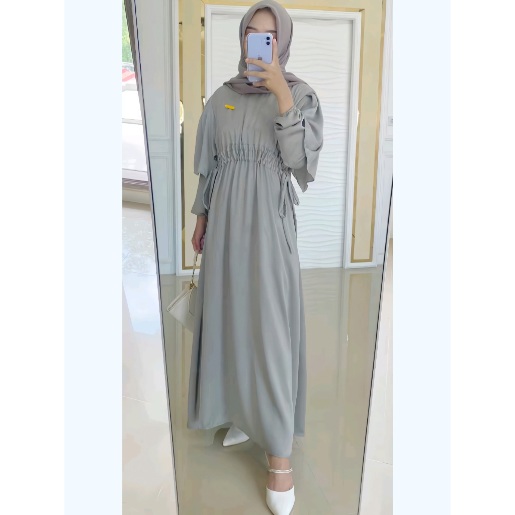 Jual Nadin Dress Silk Remaja Serut Party Kekinian Korean Stlye Gamis ...