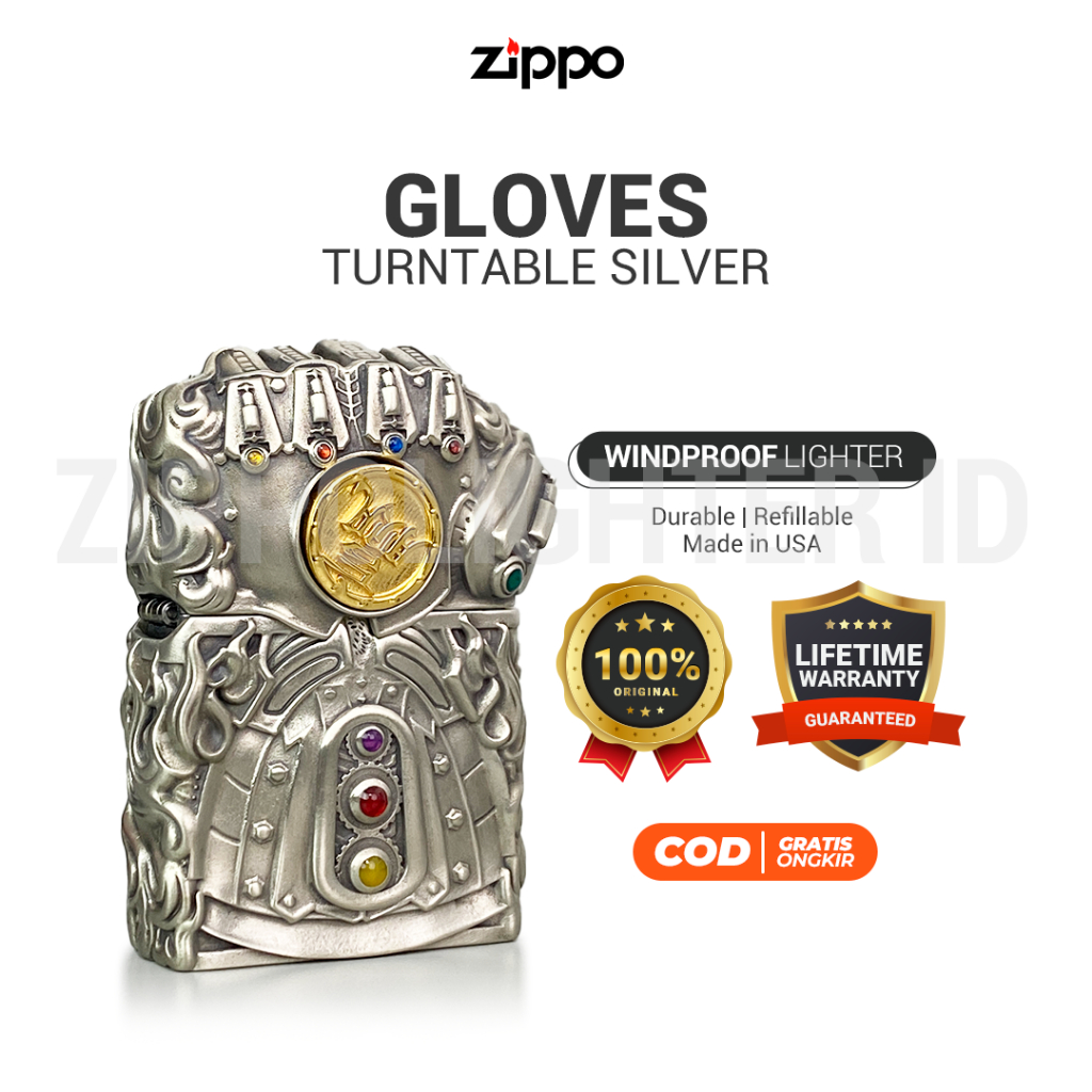 Jual Korek Api Zippo Gloves Turntable Silver | Shopee Indonesia