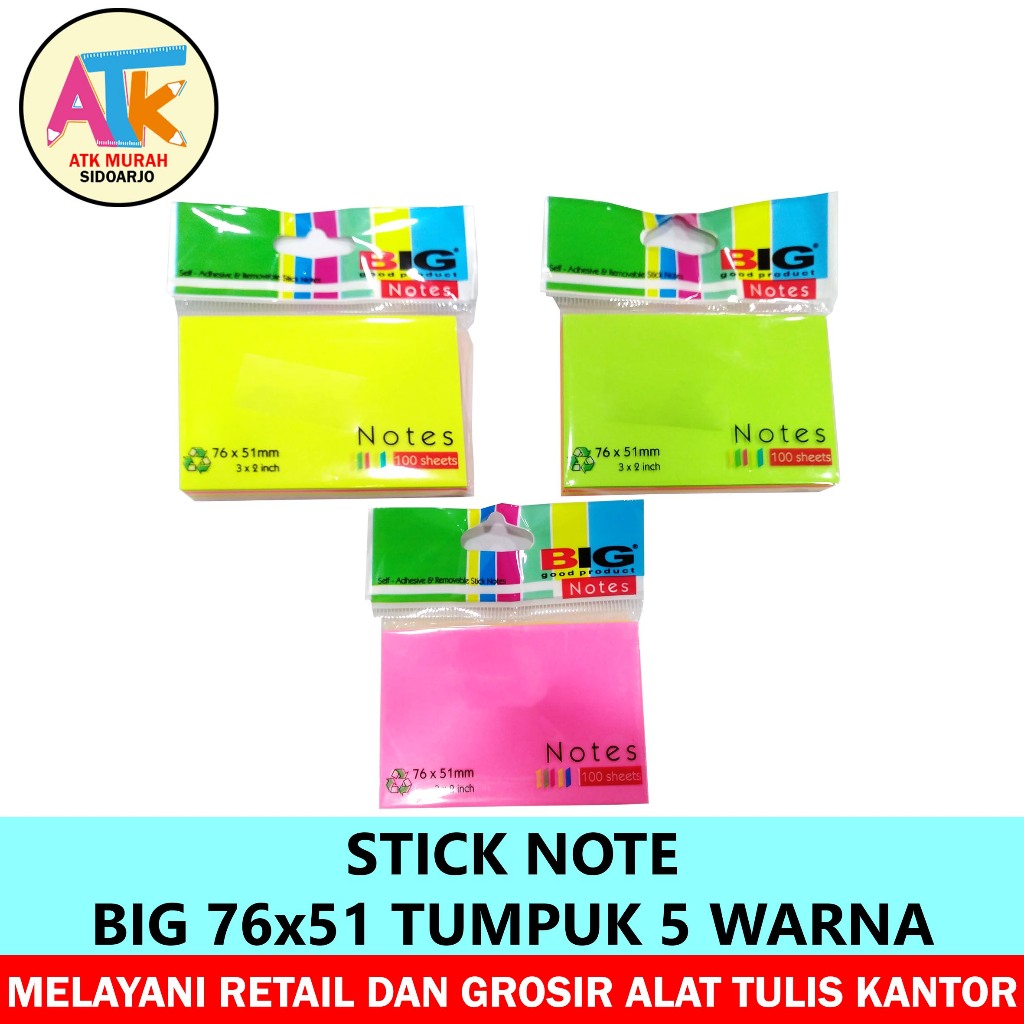 Jual STICKNOTE BIG 76X51 5 WARNA TUMPUK | Shopee Indonesia