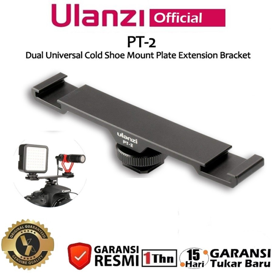 Jual Ulanzi PT-2 Dual Hot Cold Shoe Mount Plate Bracket for Mic LED etc ...