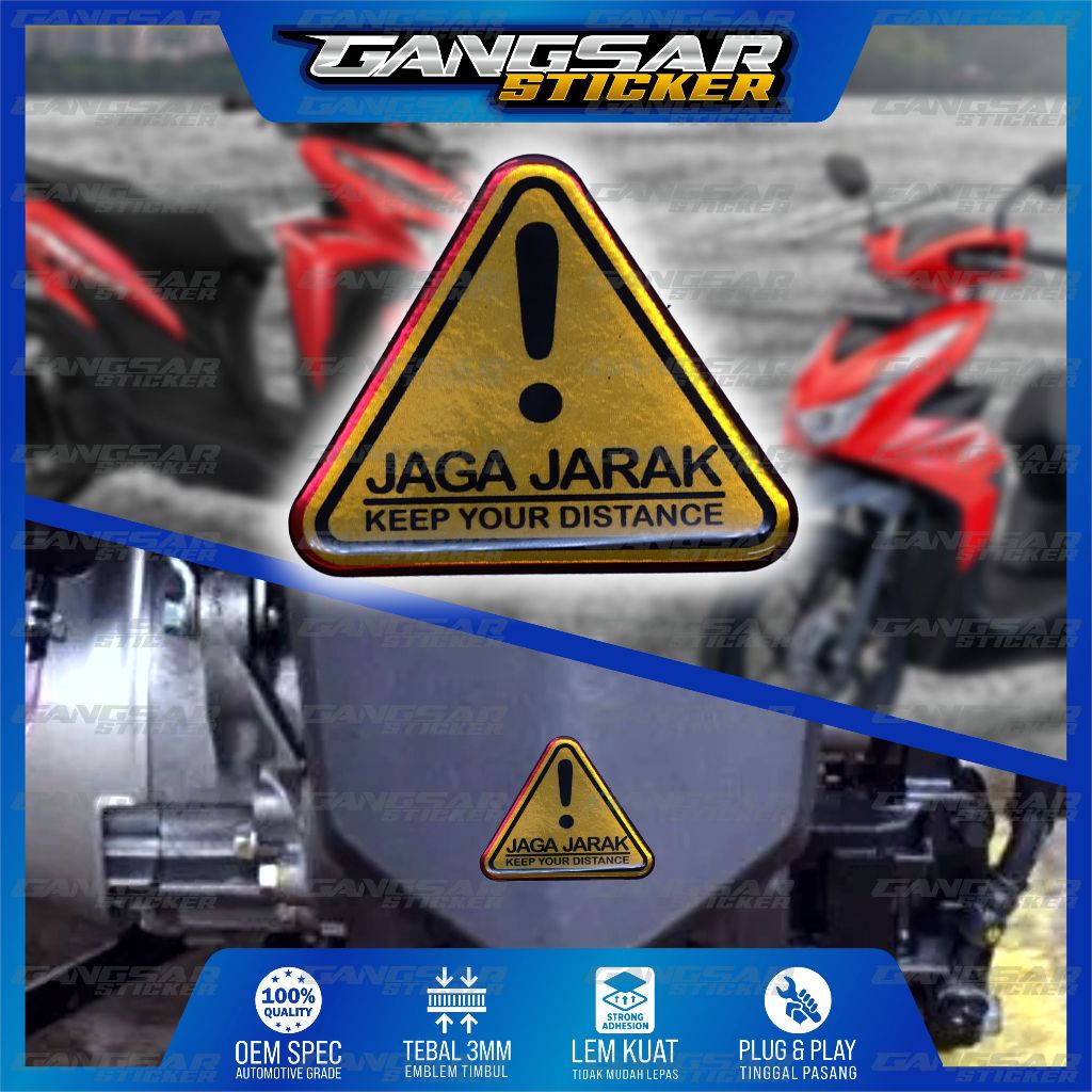 Jual Emblem logo jaga jarak / emblem timbul jaga jarak / sticker jaga ...