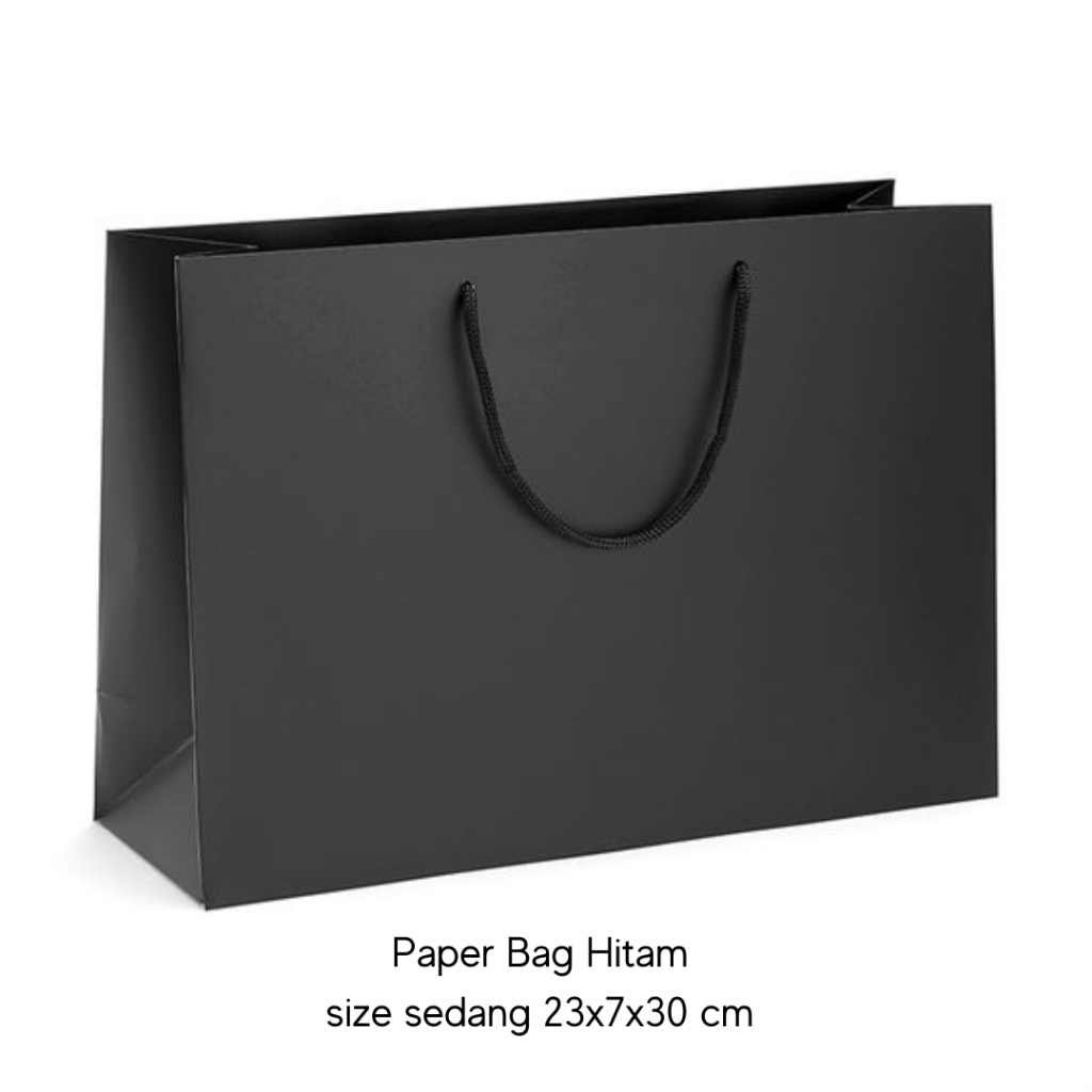 Jual PAPER BAG HITAM POLOS / PAPER BAG TALI KERTAS PACKING SOUVENIR MURAH UKURAN SEDANG 23X7X30 ...