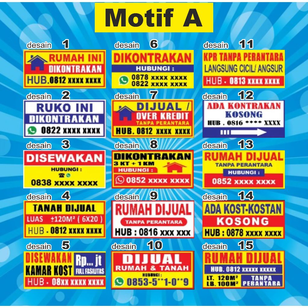 Jual SPANDUK BANNER RUMAH DIJUAL | DIKONTRAKAN | DISEWAKAN | KOSTAN ...