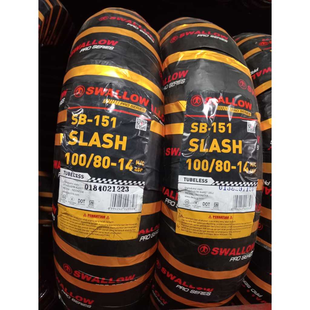 Jual BAN TUBELESS SWALLOW SB-151 SLASH UKURAN 100/80-14 SOFT COMPOUND ...