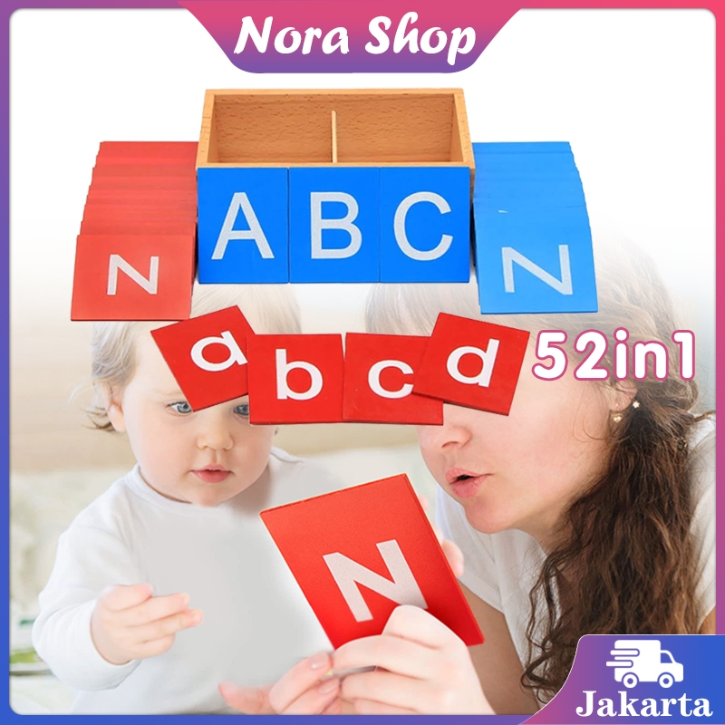 Jual 52 In 1 Mainan Alphabet Montessori Sandpaper Letter Lower Case ...