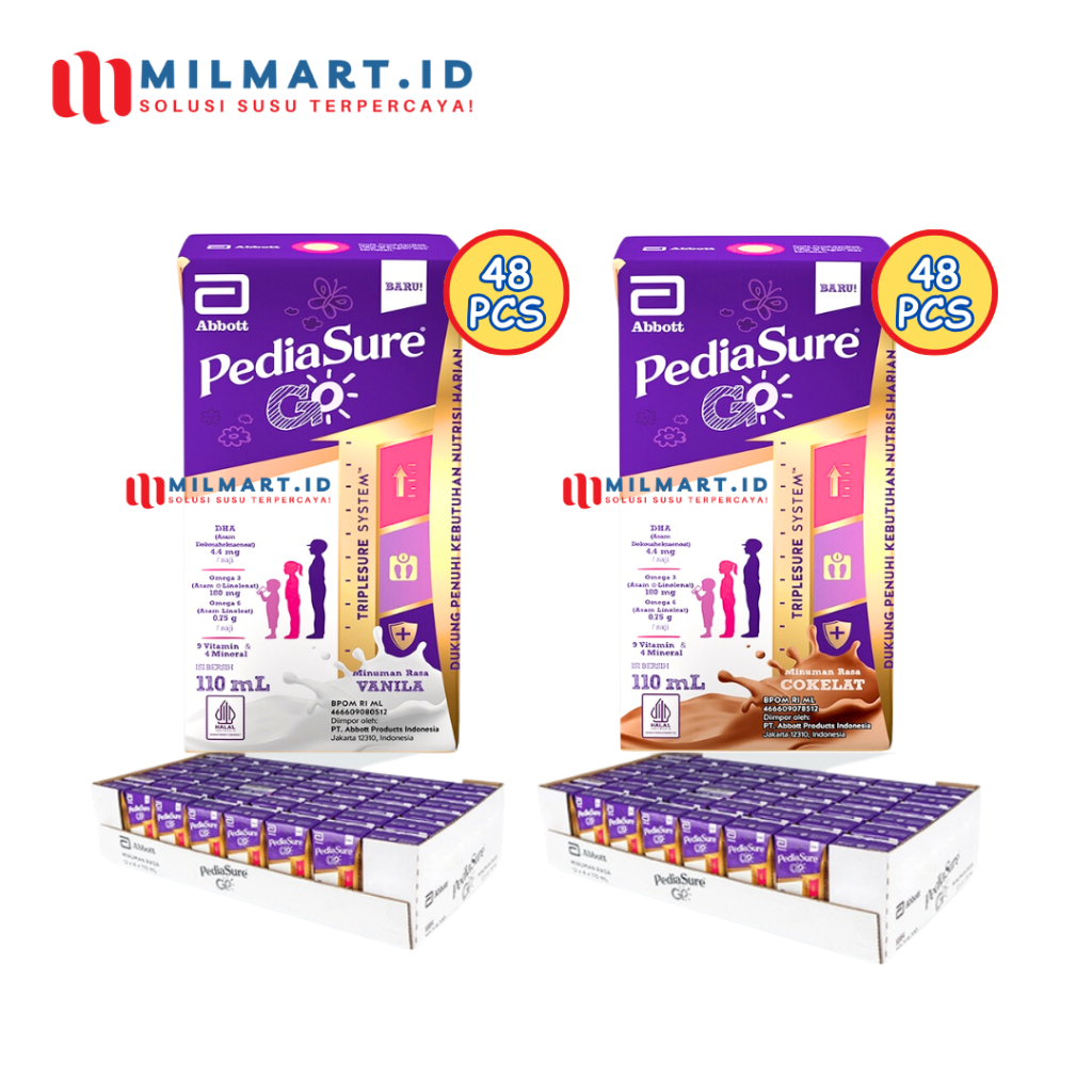Jual PEDIASURE GO VANILA/COKELAT 110 ML X 48 PCS (1 DUS ) PEDIASURE SUSU CAIR COKLAT SUSU UHT ...