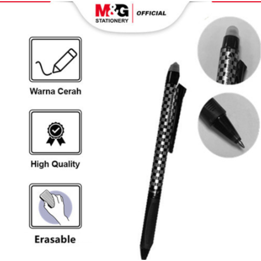 Jual M&G Cetek Erasable Pen Gel Pen Pulpen Gel Warna Hitam 0.5mm Pena ...