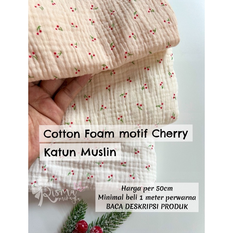 Jual ART J87J Kain Katun Ceri Cherry Cotton Foam Katun Muslin Lembut ...