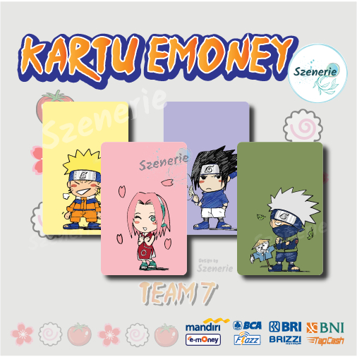 Jual Emoney Team 7 Naruto Sasuke Sakura Kakashi Flazz gen 2 Kartu E ...
