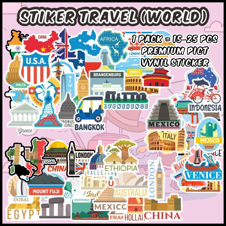 Jual [1 pack] Sticker Tema Travel World (Travel World ver. Sticker ...