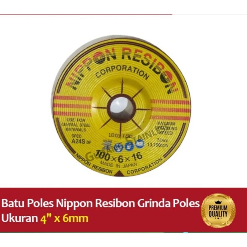Jual Nippon Resibon poles 4" 100x6x16 grinding wheel / Nippon resibon ...
