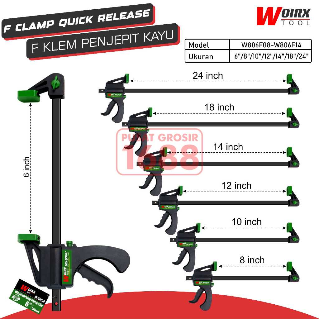 Jual Klem F Clamp Alat Penjepit Kayu 6" 8" 10" 12" 14" 18" 24" inch ...