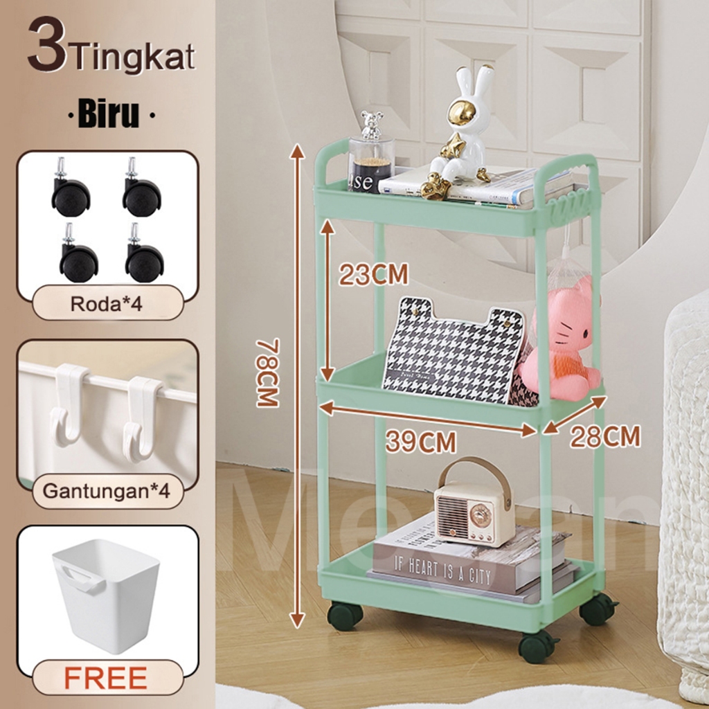 Jual Megam Rak Troli Susun Serbaguna Rak Dapur Toilet Kamar Tidur Salon ...