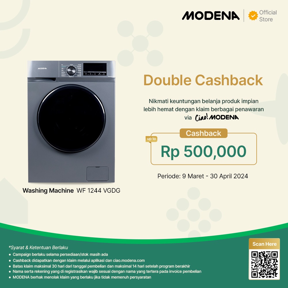 Jual MODENA Washing Machine - WF 1244 VGDG | Shopee Indonesia