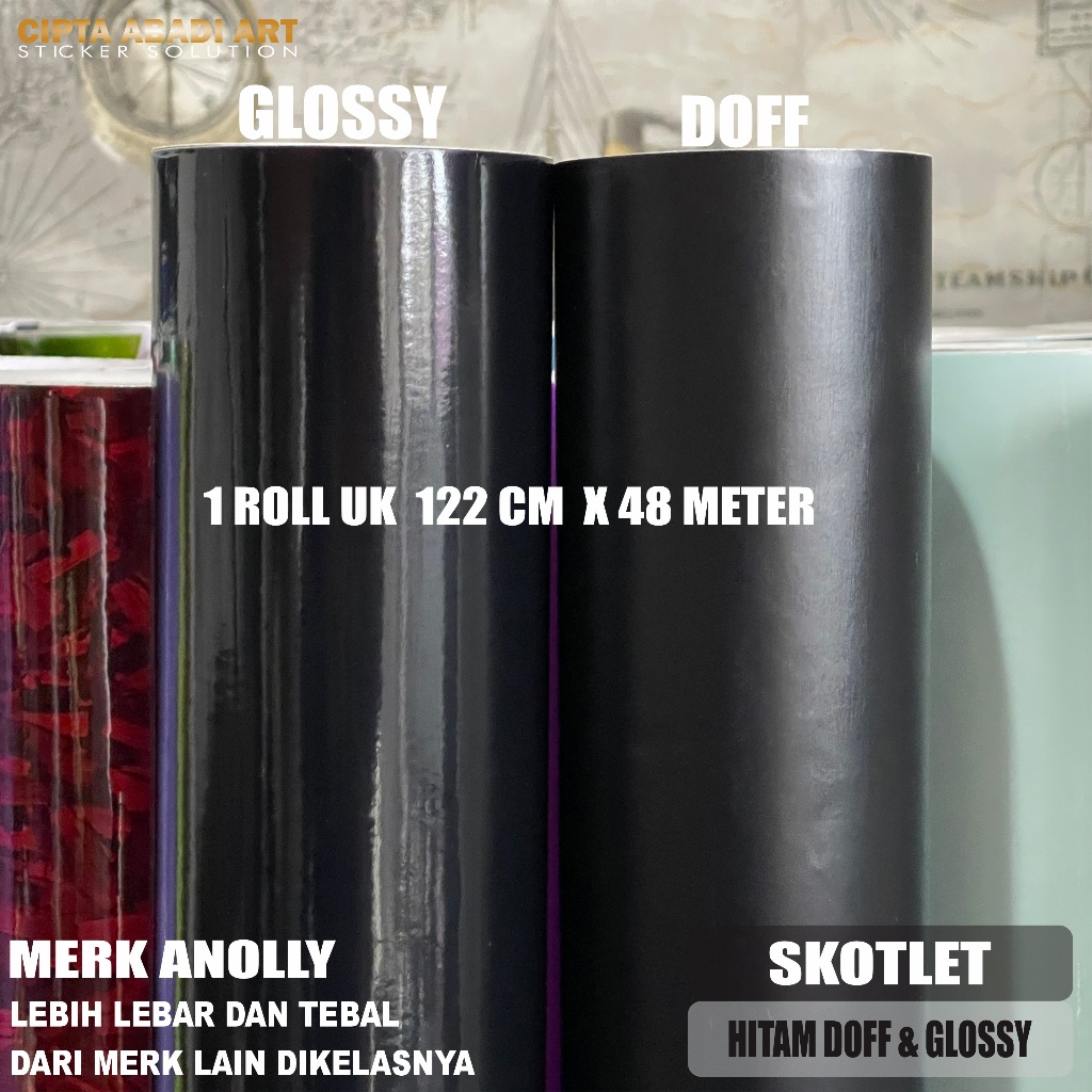 Jual Stiker Skotlet Motor Hitam Doff Glossy Scotlet Mobil 1 Roll Ukuran ...