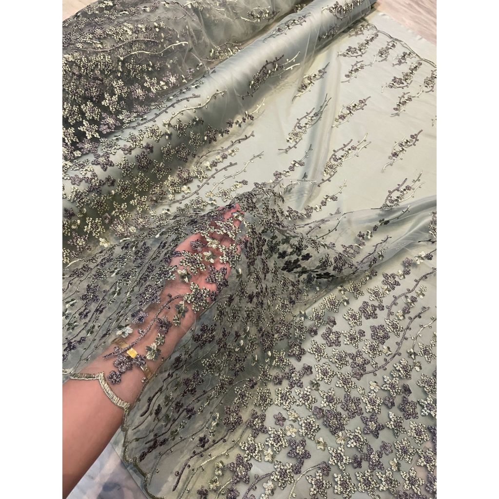 Jual Kain Brokat Tile Embroidery 2 Tone Mewah Daisy Series Harga ...