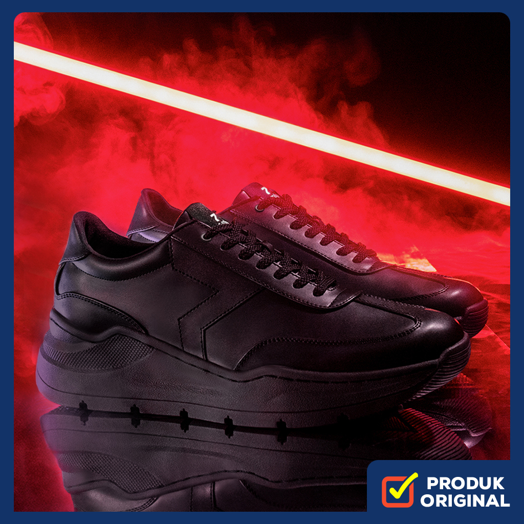 Jual EMOTION FULL BLACK ORIGINAL x REYL MAN Sepatu Sneakers Hitam Polos Pria Kets Tali Casual ...
