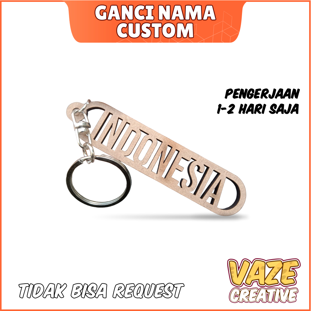 Jual GANCI NAMA KEYCHAIN CUSTOM TULISAN GANTUNGAN KUNCI KAYU CUSTOM ...
