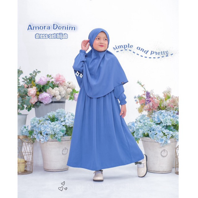 Jual setelan gamis dan hijab anak premium / Amora dress set hijab ...