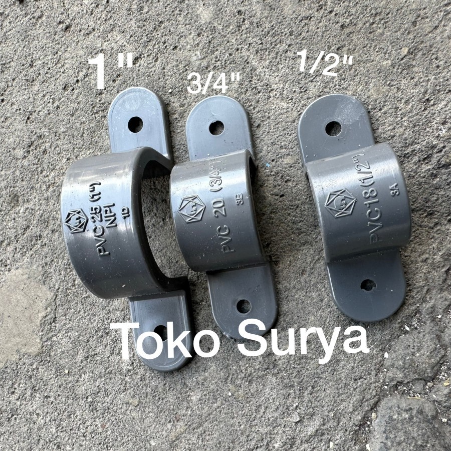 Jual KLEM PIPA 1/2" 3/4" 1" KLEM PIPA PVC SADLE KLIP 1/2" 3/4" 1" PVC ...