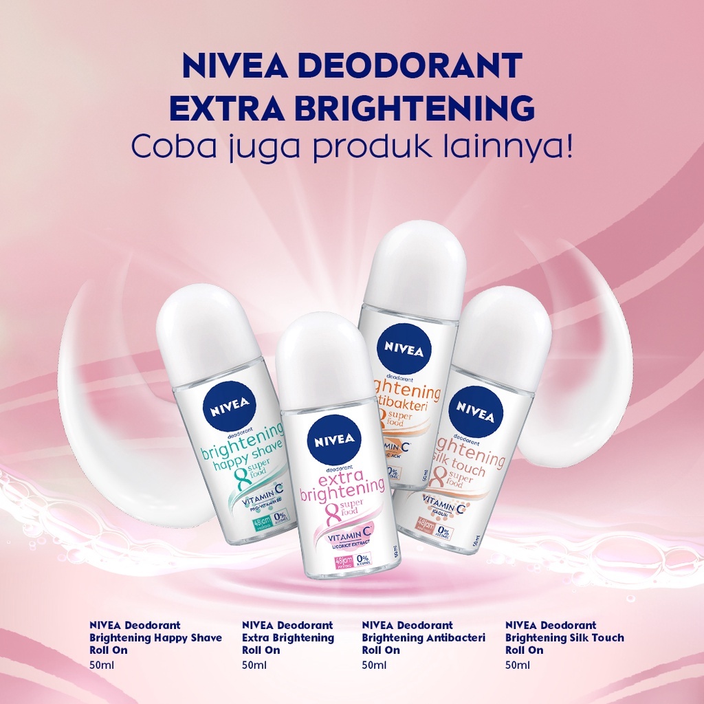 Jual MFI - NIVEA Deodorant Brightening Roll On Female l Netto 25 mL | Shopee Indonesia