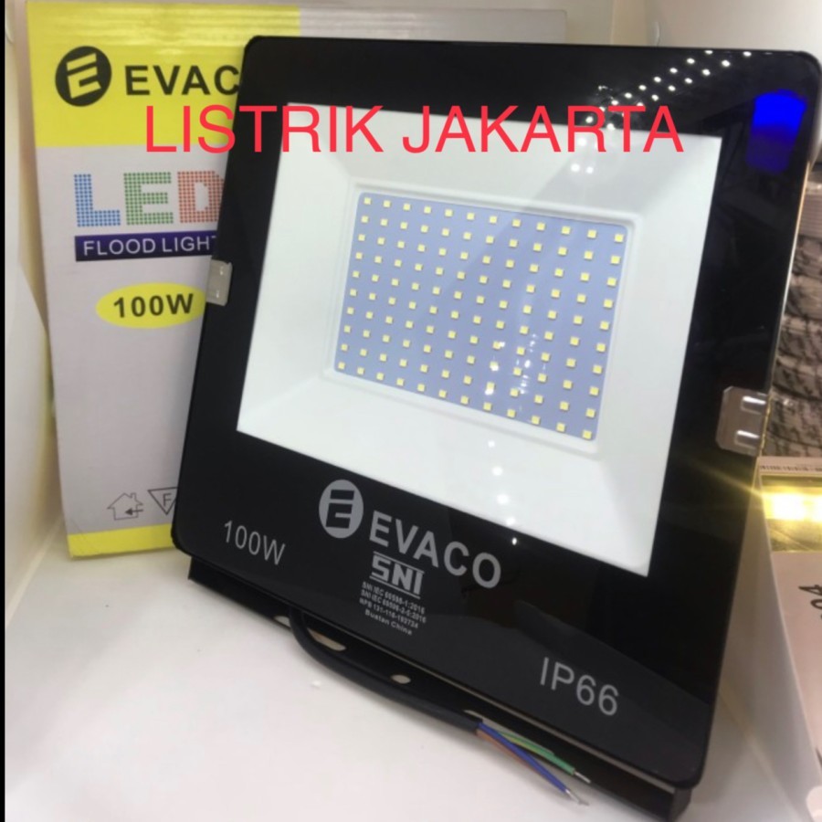 Jual LAMPU SOROT LED / TEMBAK 100 WATT 100W 100WATT EVACO IP66 OUTDOOR SNI | Shopee Indonesia
