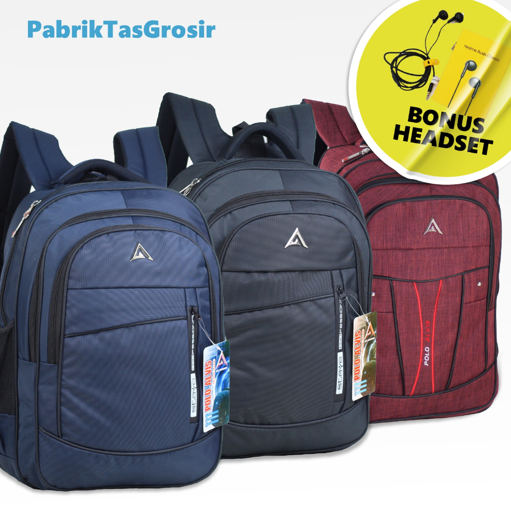 Jual Tas Ransel Pria Premium POLO ALVIS BONUS HEADSET Tas Gendong Impor ...