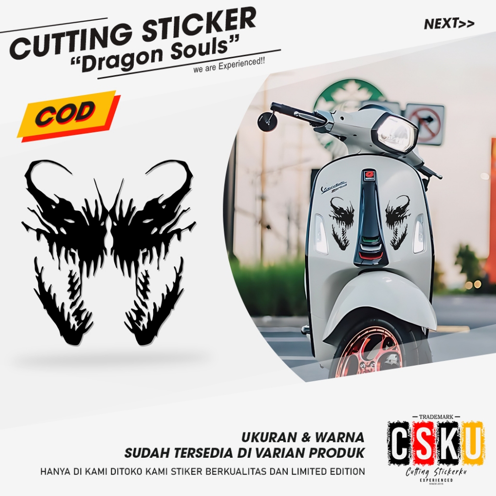 Jual Cutting Sticker Dragon Souls Variasi Motor Mobil Sticker Timbul ...