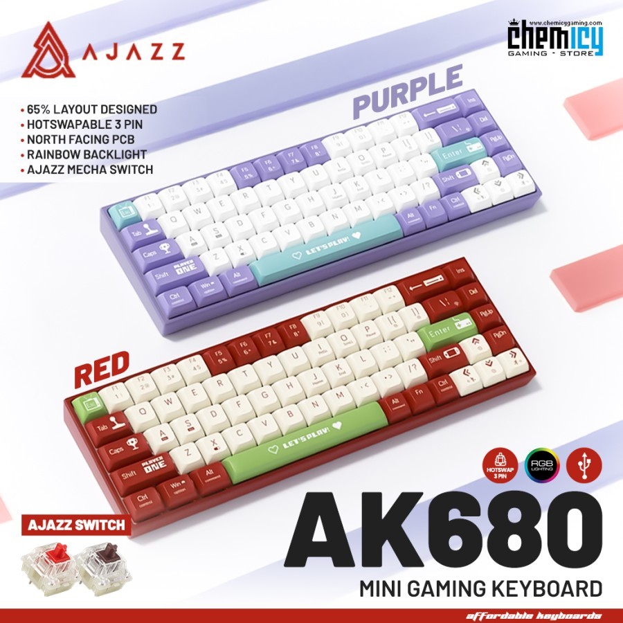 Jual Ajazz AK680 / AK680 Pro Mini RGB Mechanical Gaming Keyboard | Shopee Indonesia