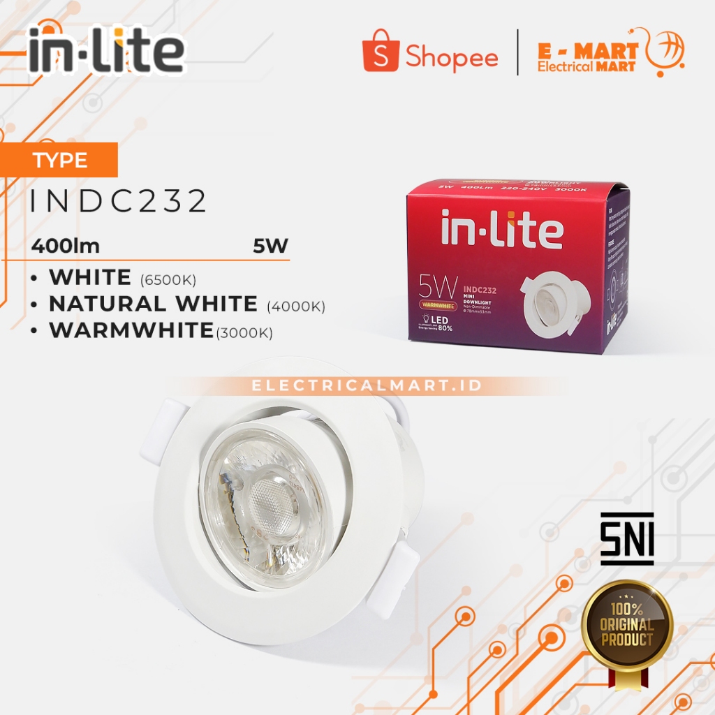 Jual Inlite LED Spotlight 5W Lampu Downlight 5 W INDC232 5Watt Kyanite ...
