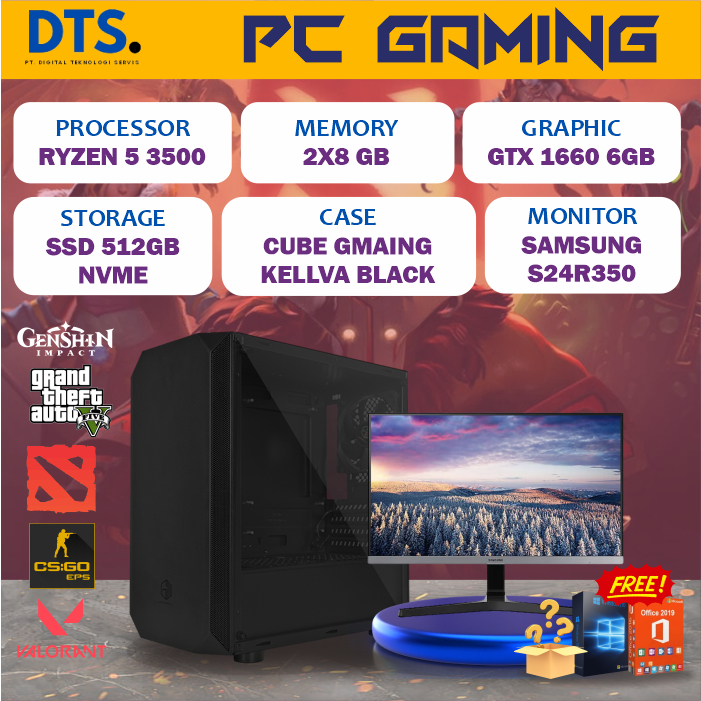 Jual PC Gaming + Monitor / Ryzen 5 3500 / 1660 / 16GB RAM / 512GB SSD | Shopee Indonesia